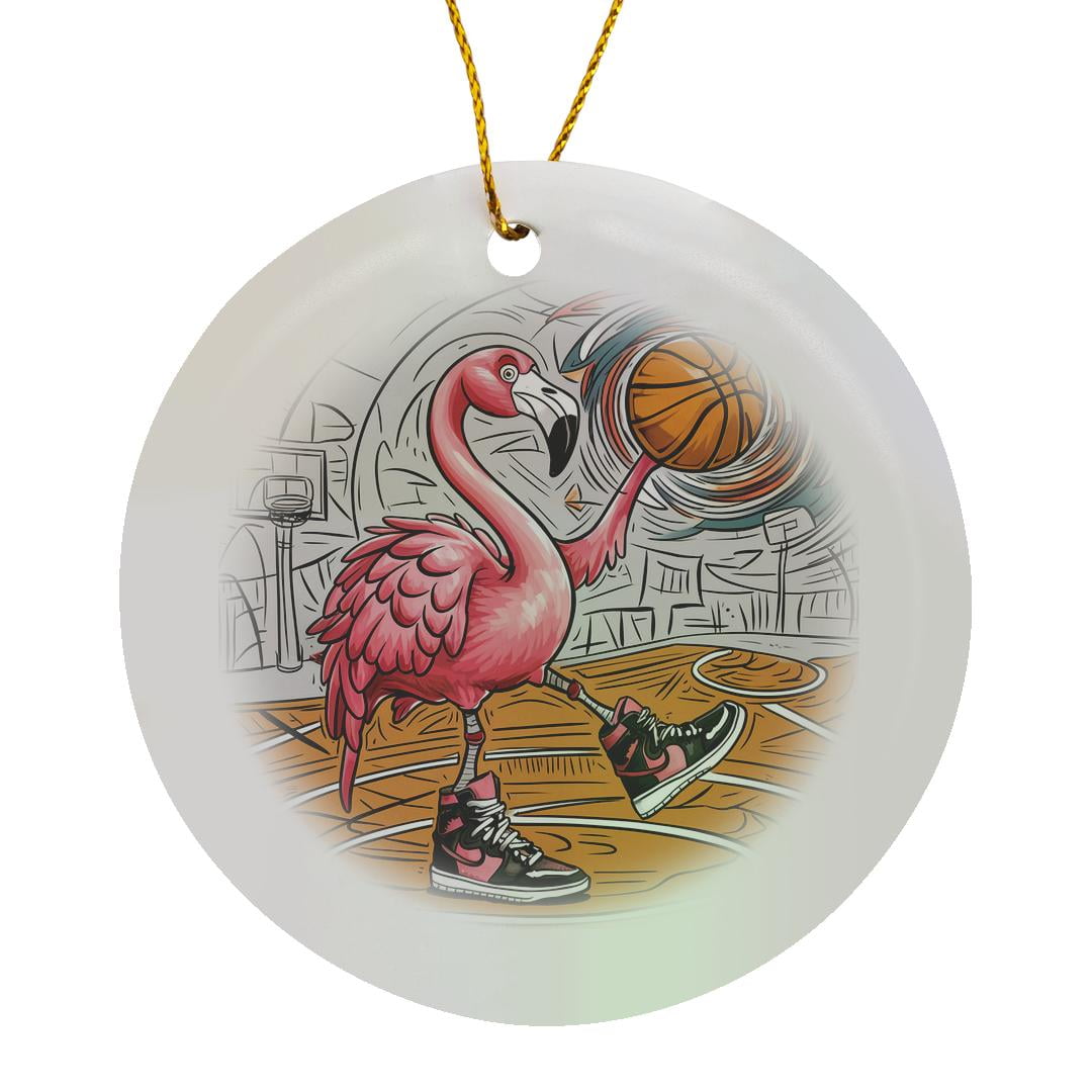 3drose, Cool Funny Colorful Pink Flamingo Playing Basketball Abstract ...