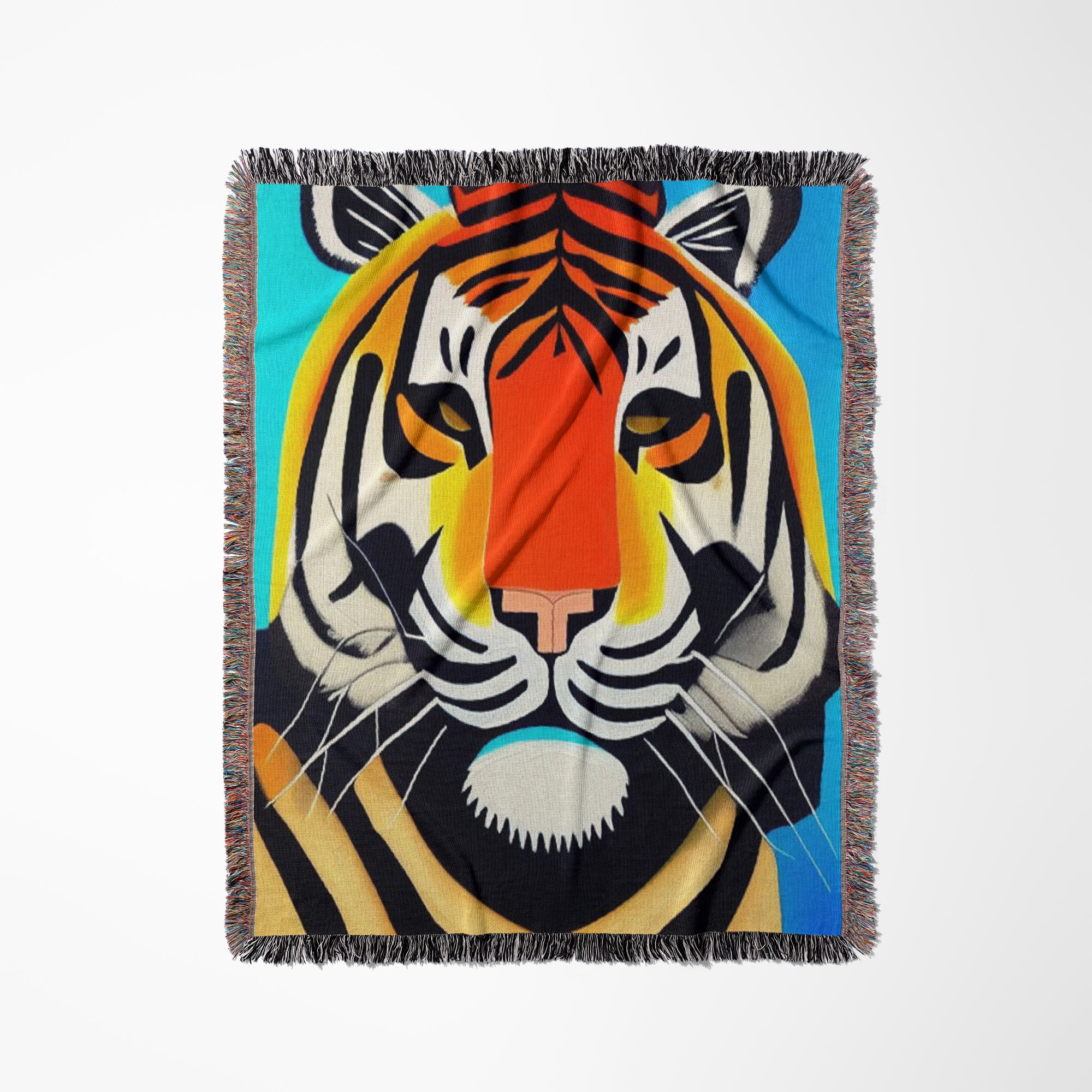 Cool Funny Cute Artsy Tiger Picasso Style Cubism Art Cats Nature, Woven ...