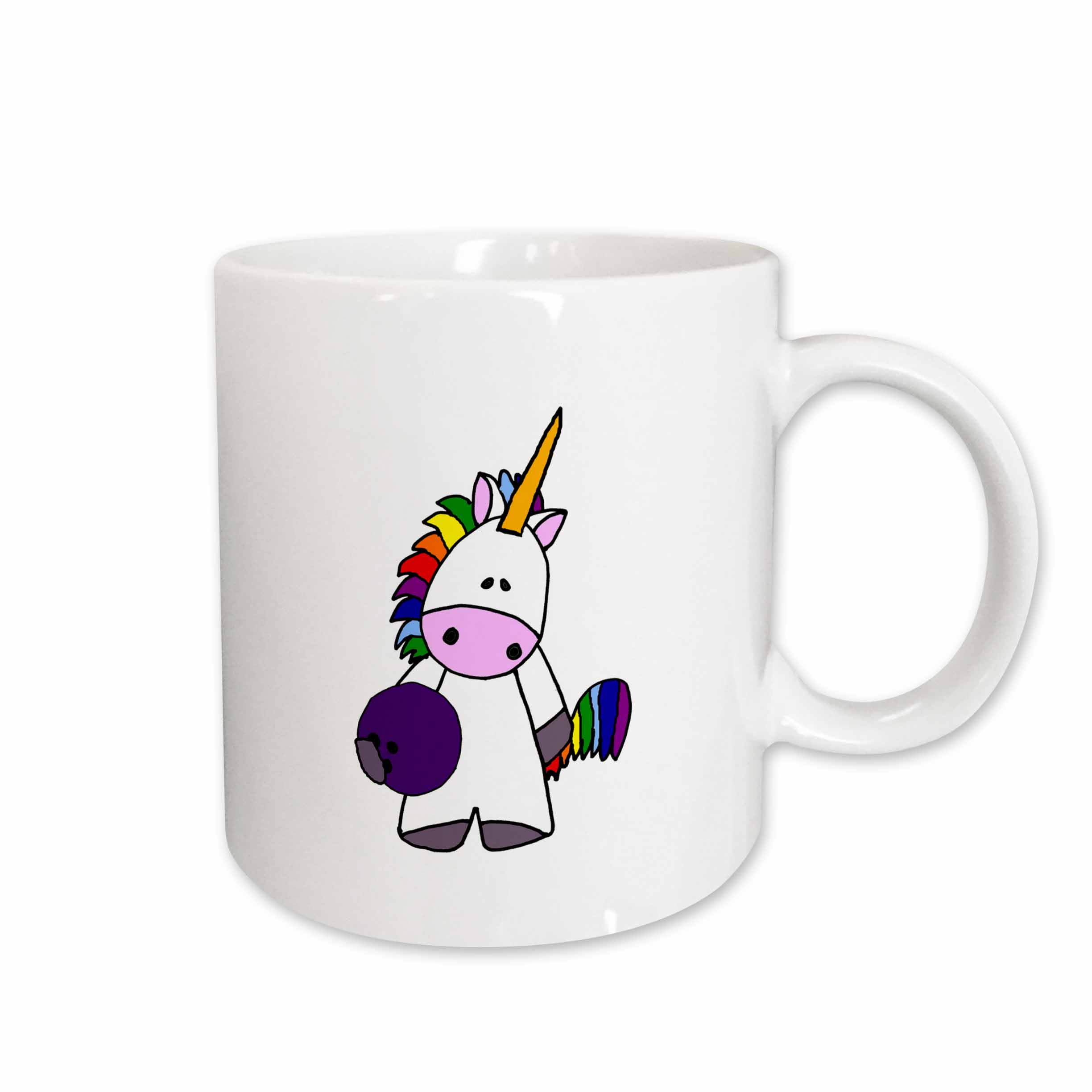3drose, Cool Funny Cute White Unicorn Bowling Cartoon, 11oz Mug ...