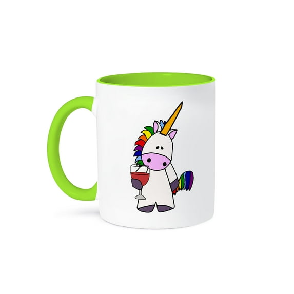 3dRose, Cool Funny Cute White Unicorn Drinking Wine Cartoon, 11oz Two ...