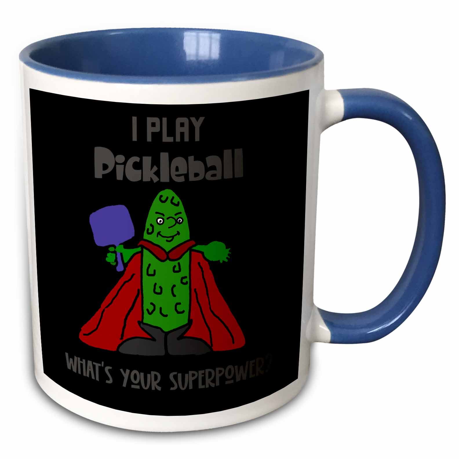 3drose, Cool Funny Pickle Pickleball Superhero with Superpowers, 11oz ...