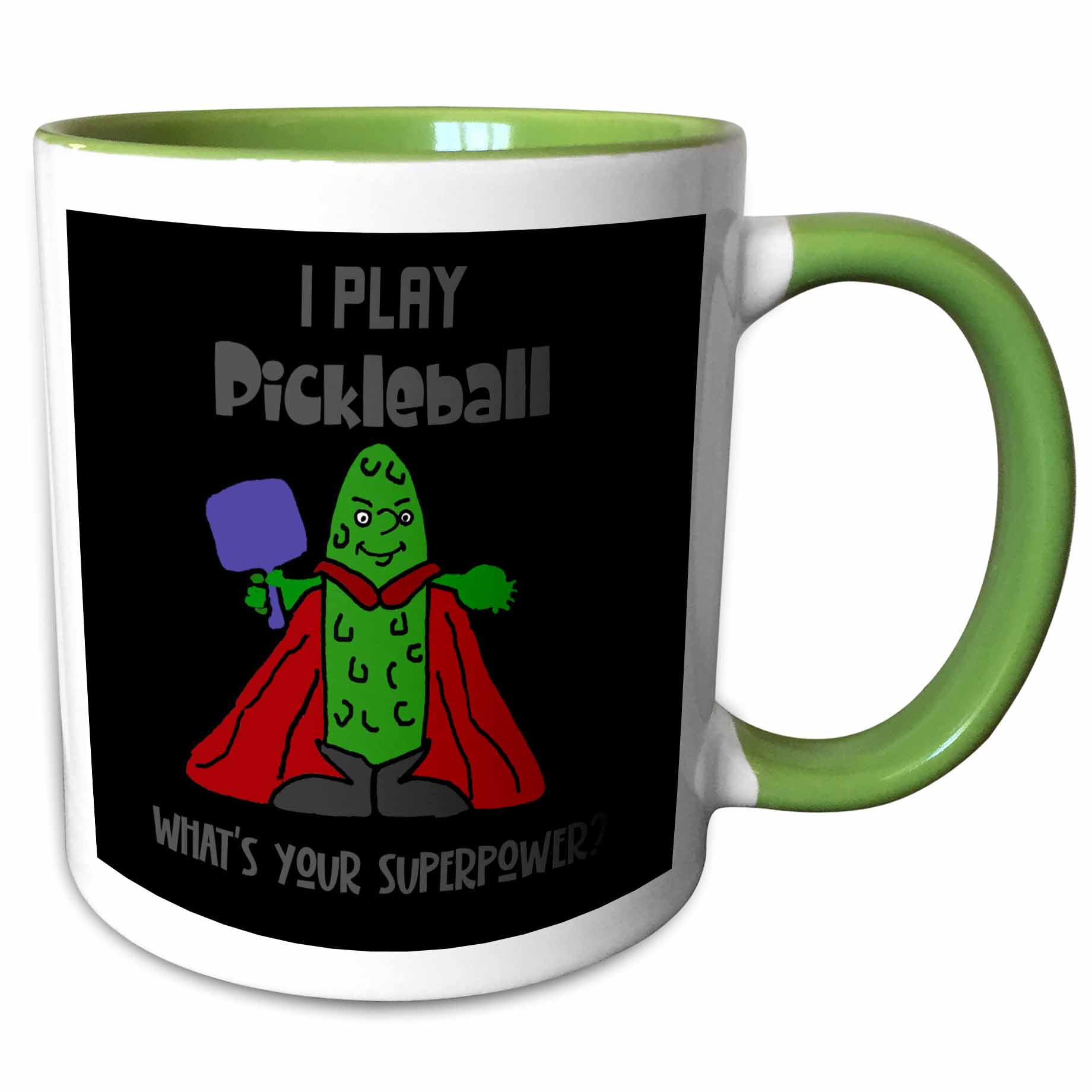 3drose, Cool Funny Pickle Pickleball Superhero with Superpowers, 15oz ...