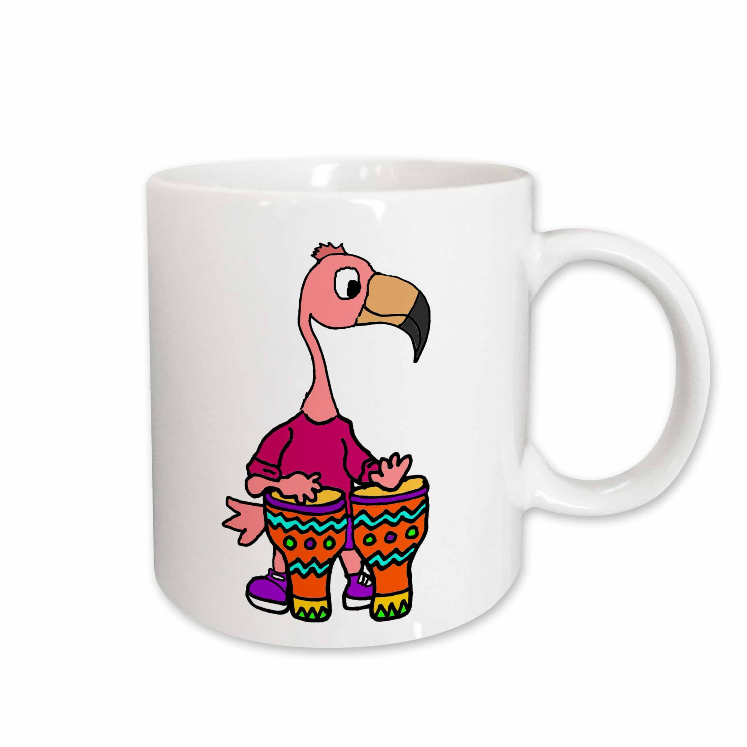 3drose, Cool Funny Pink Flamingo Playing Bongo Drums Music Cartoon ...