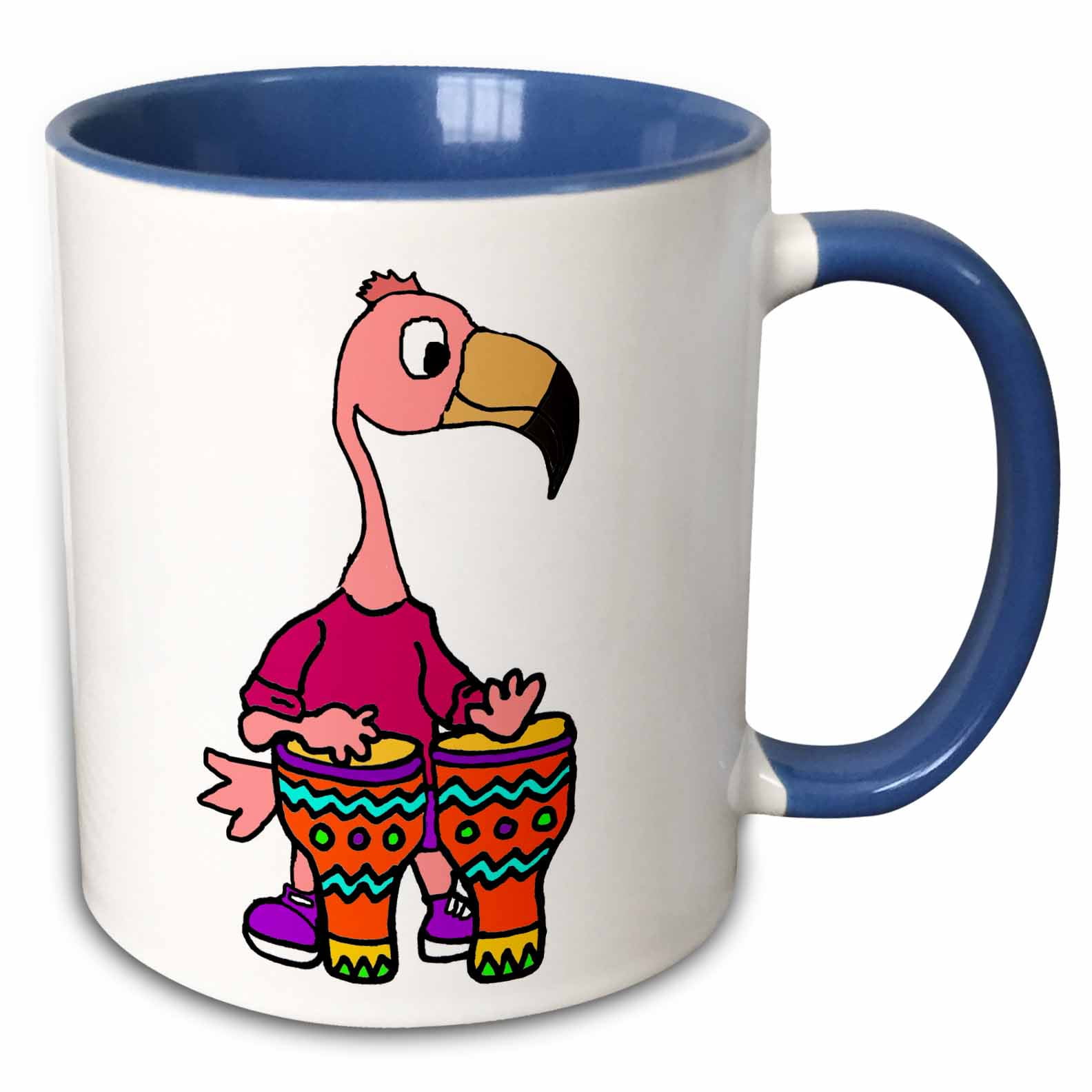 3drose, Cool Funny Pink Flamingo Playing Bongo Drums Music Cartoon ...