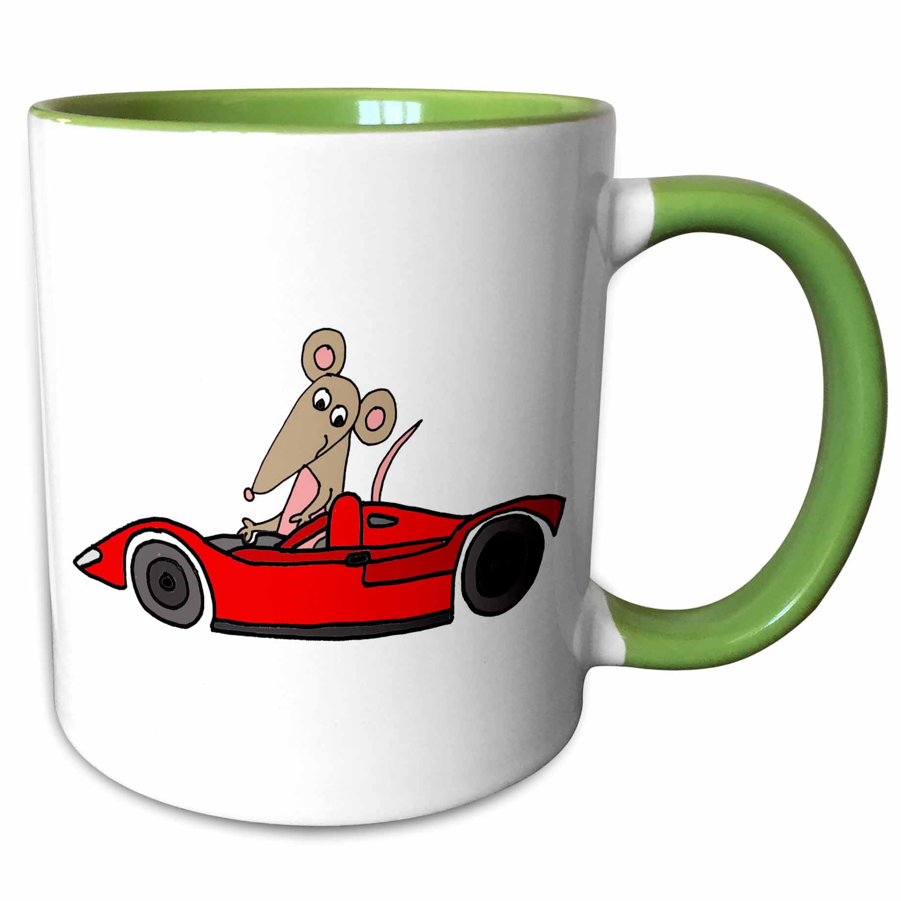 3drose, Cool Funny Rat Race Satire with Rat in Race Car Cartoon, 11oz ...