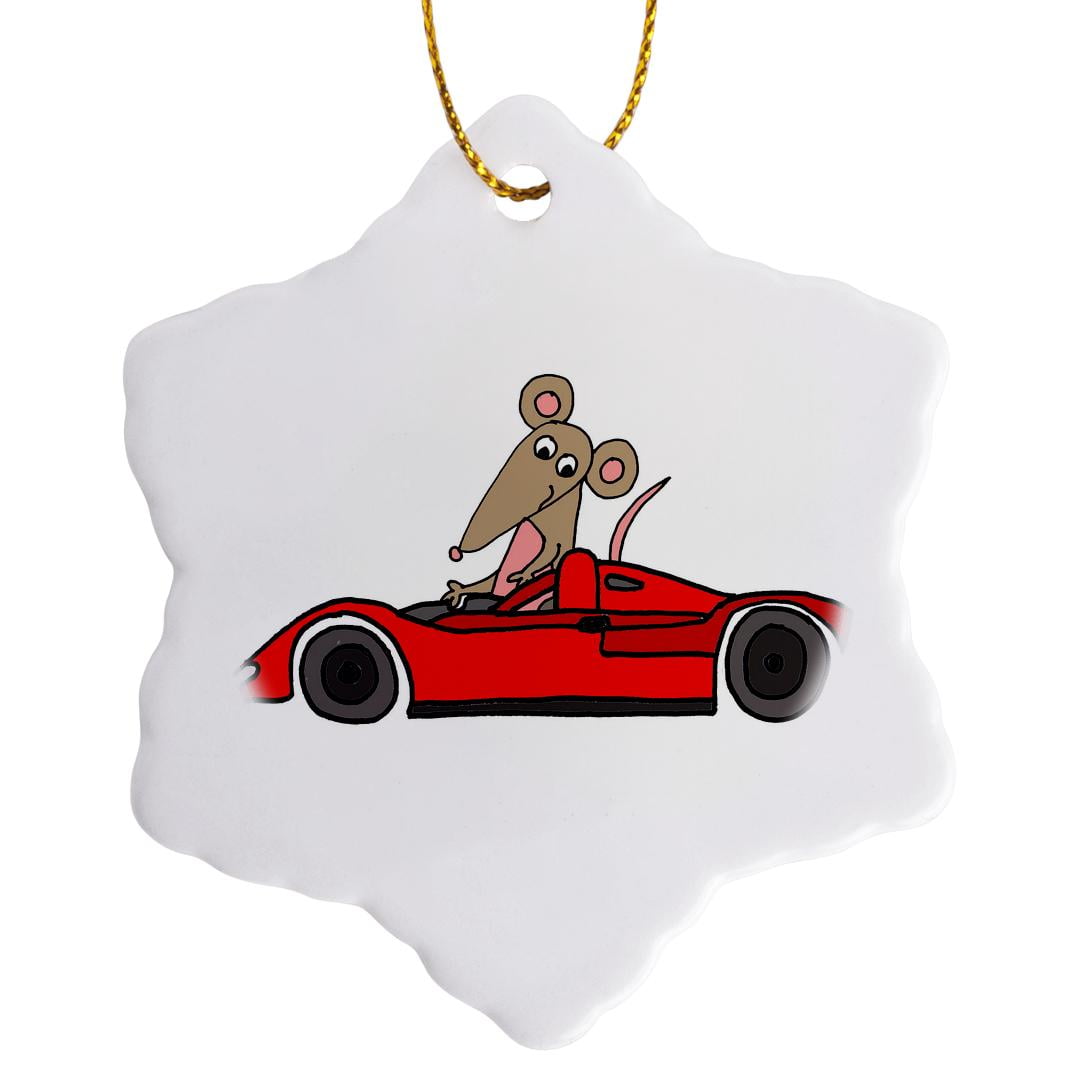 3drose, Cool Funny Rat Race Satire with Rat in Race Car Cartoon, 3 inch ...