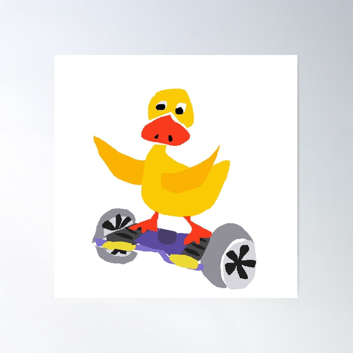 Cool Funny Yellow Duck On Hoverboard Skateboard Poster Wall Art, Modern ...