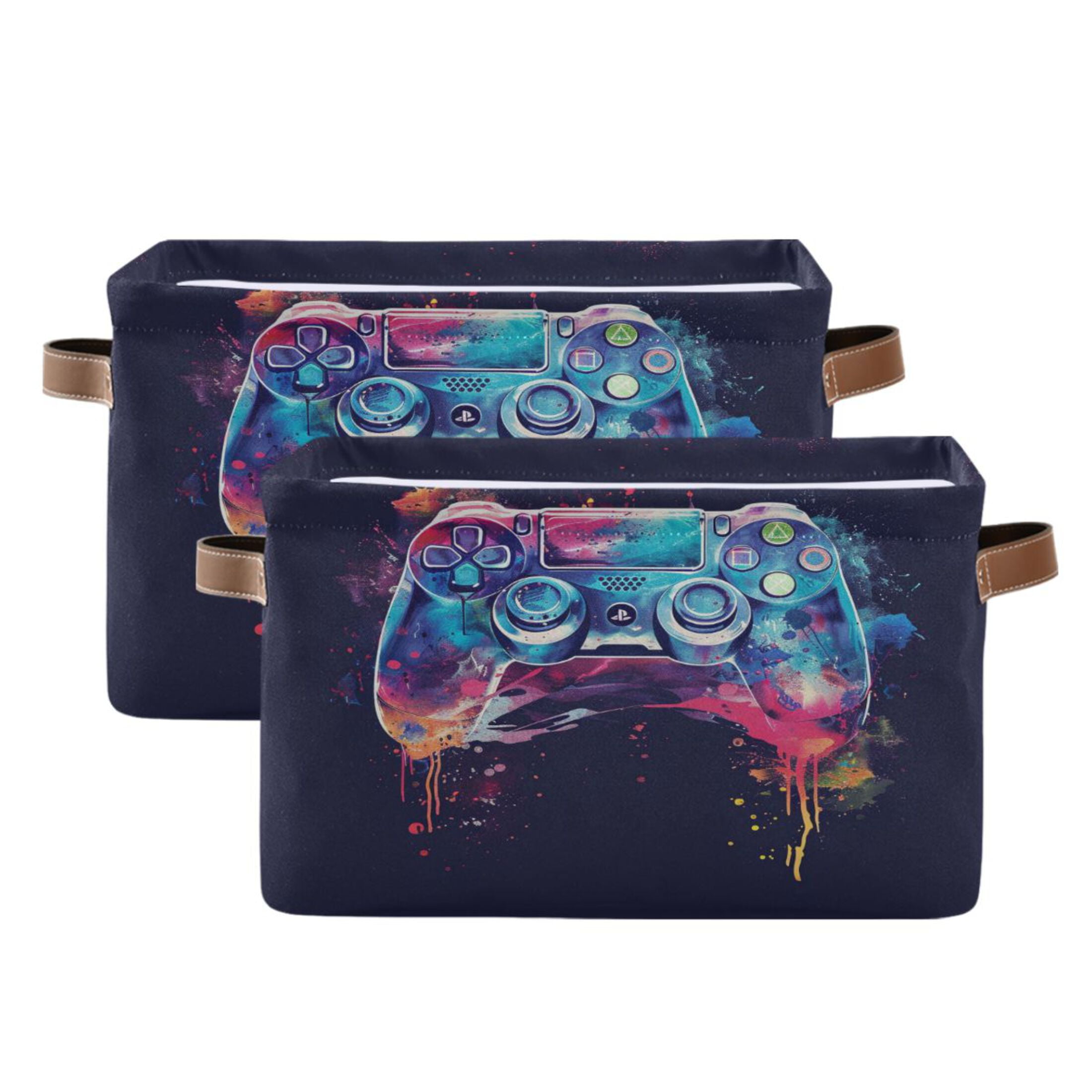 Cool Game Handle Storage Bins with Handle Fabric Organizer Basket ...