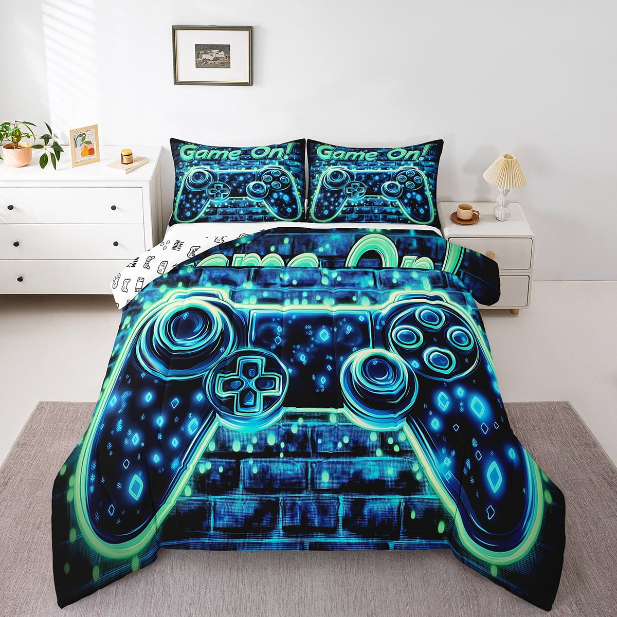 Cool Gamepad Comforter Set Full Size, Men Game Bedding Gamer Bedding ...