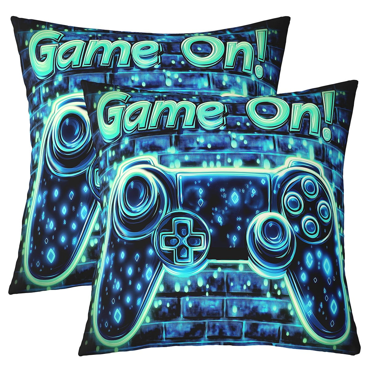 Cool Gamepad Pillow Covers 18"x18" Set of 2,Boys Men Game Bedding Gamer ...