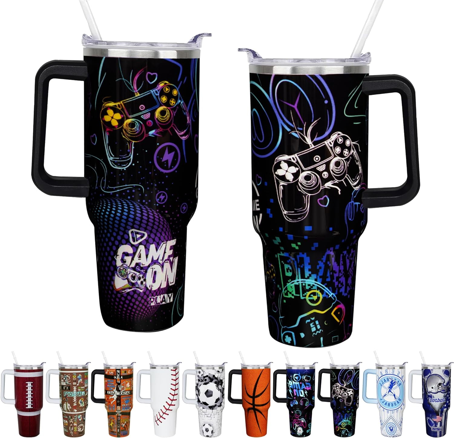 Cool Gamer Gifts for Men 40 oz Tumbler with Handle Straw Lid 40oz ...