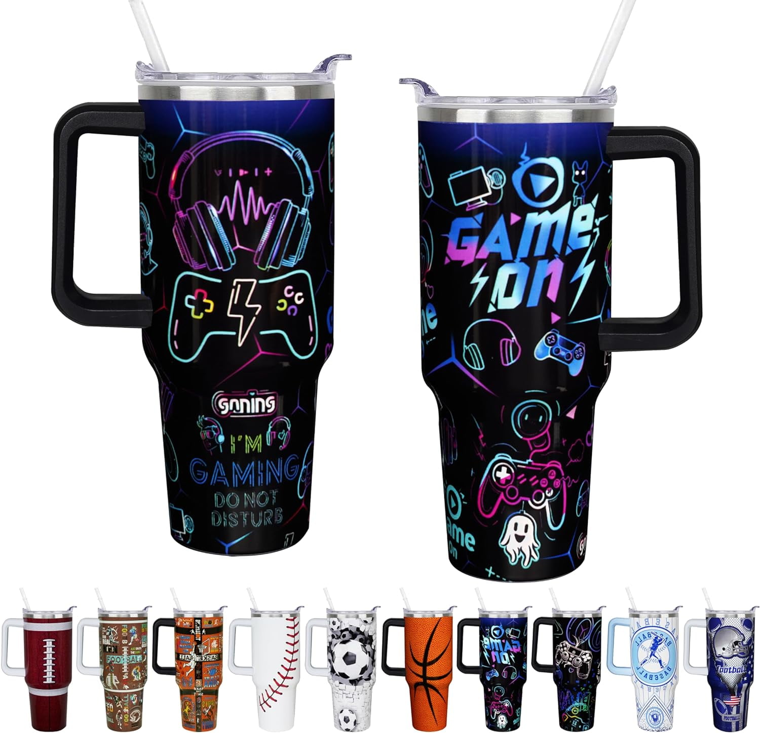Cool Gamer Gifts for Men 40 oz Tumbler with Handle Straw Lid 40oz ...