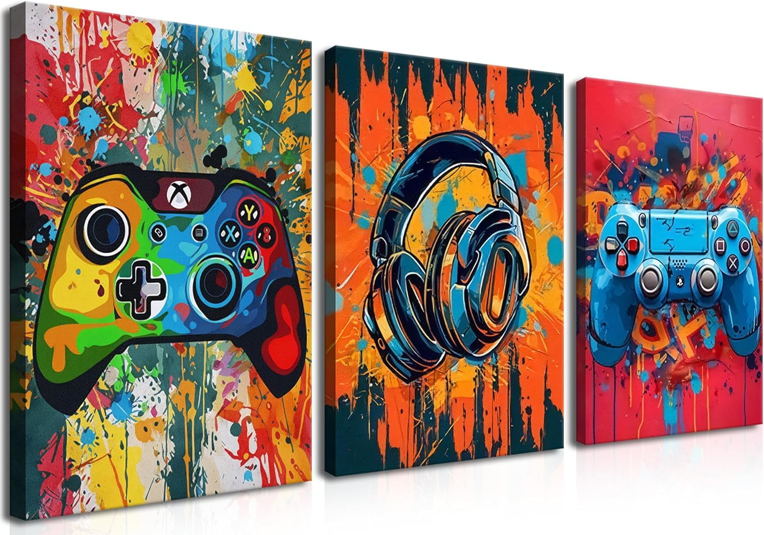 Cool Gaming Wall Art Set of 3, Watercolor Video Game Poster Pictures ...