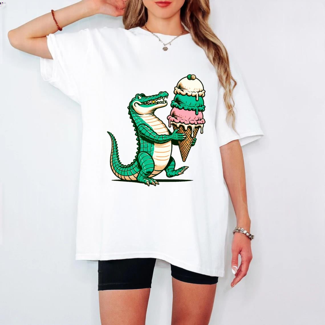 Cool Gator Delight T-Shirt Alligator and Ice Cream Fun Mix, for men ...