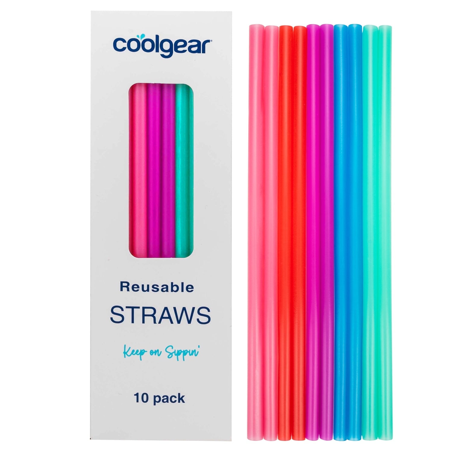 Cool Gear 10-Pack Multicolored Reusable Drinking Straws | Eco-Friendly ...