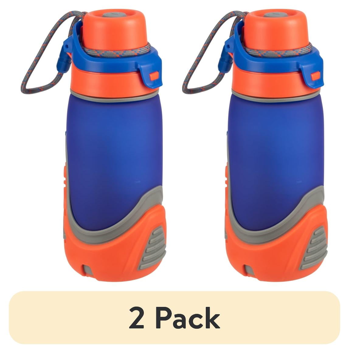 (2 pack) Cool Gear 16oz Plastic Treadz Water Bottle, Blue and Orange ...