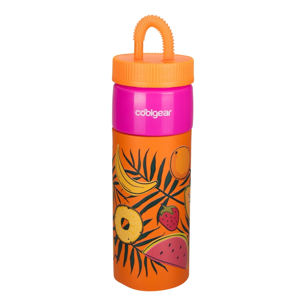 Cool Gear 24oz Plastic Retro Squishy Water Bottle, Fruits Orange with ...