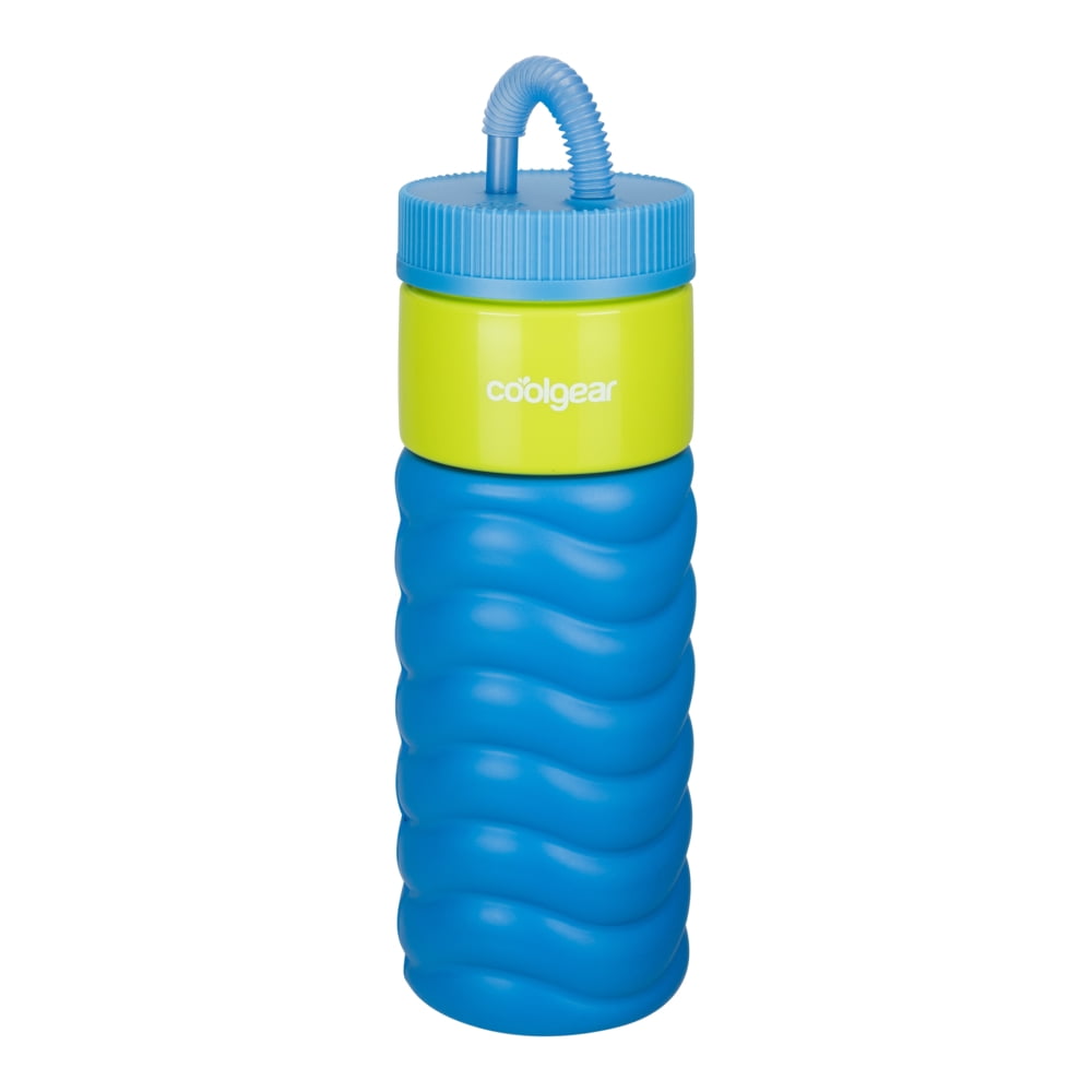 Cool Gear 24oz Retro Squishy Water Bottle Wavy Blue with Foam Grip and ...