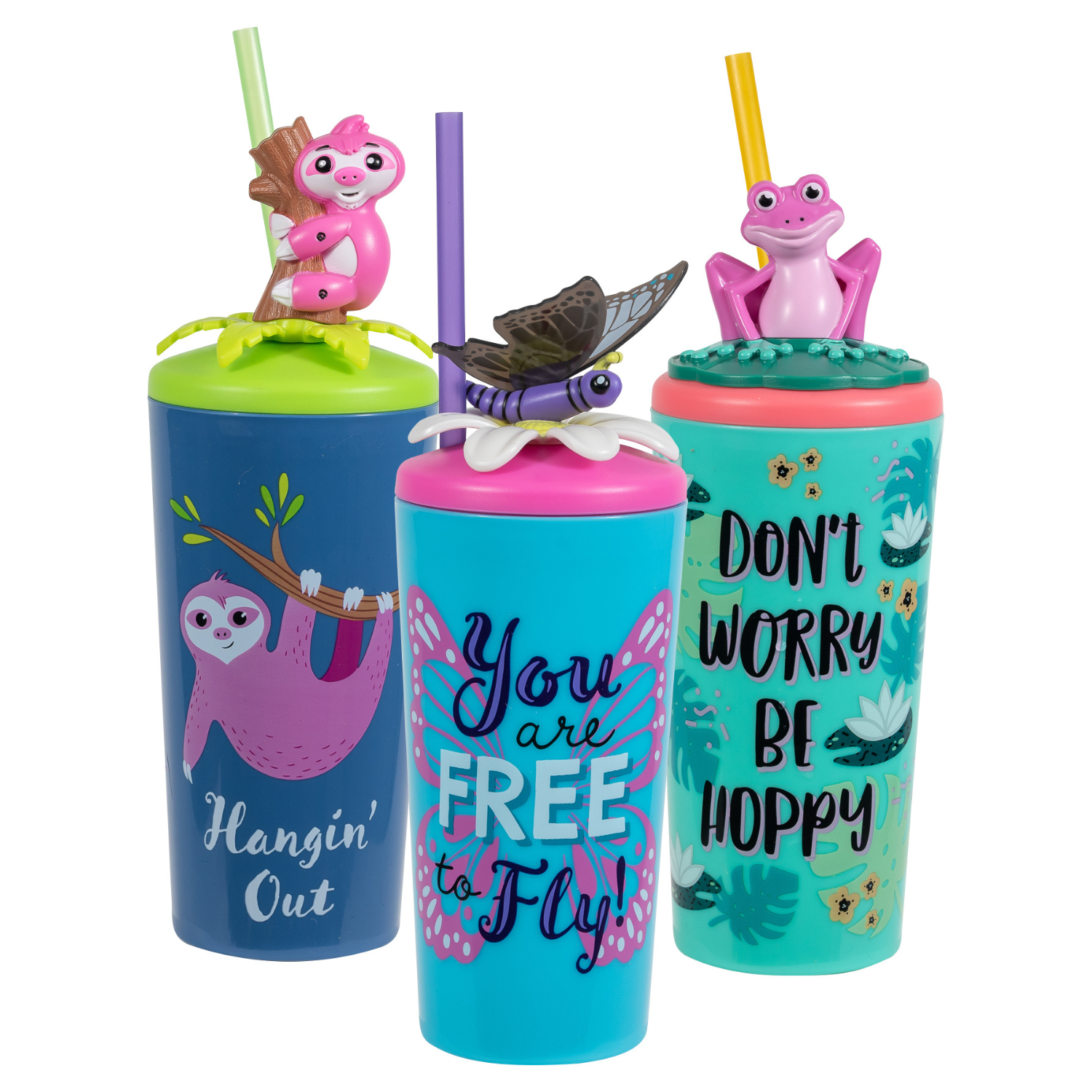 Cool Gear Fun Model Threaded Character Lid Tumblers Toppers with straw ...