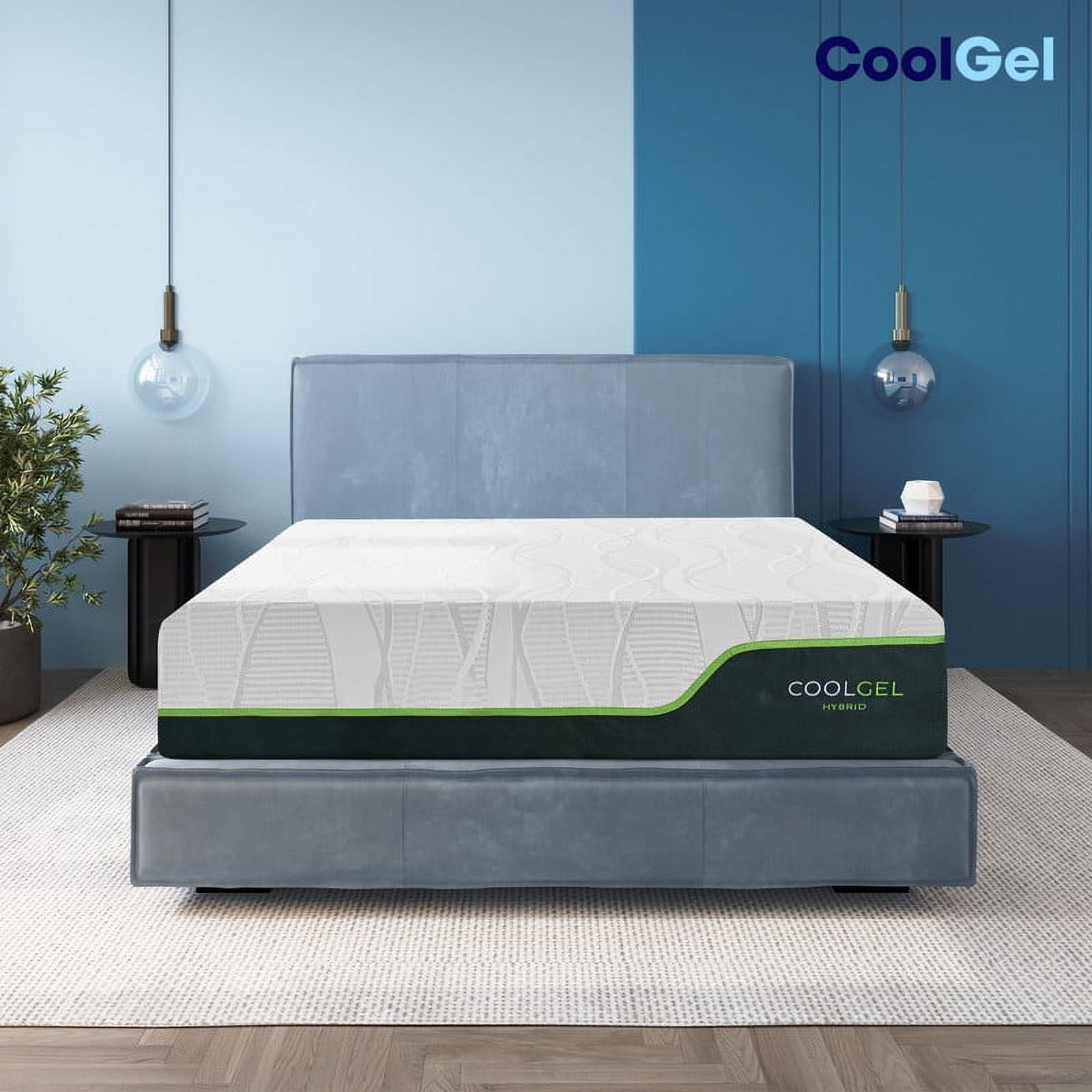 Cool Gel Flex 14" Full Medium Tight Top Hybrid Mattress with Hypoallergenic Antimicrobial Cover ...