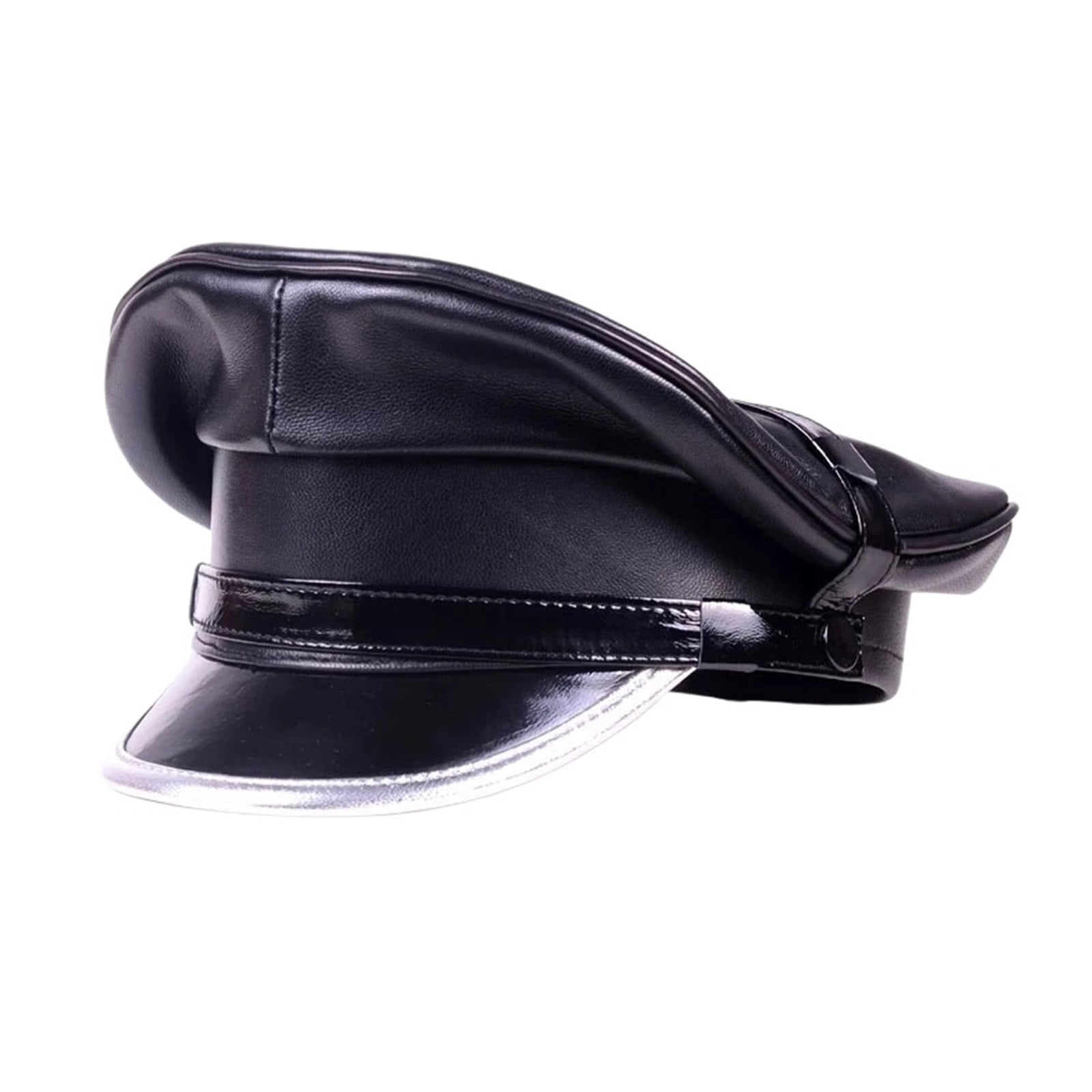 Cool Genuine Leather Hat Men Male Germany Officer Visor Cap Locomotive ...