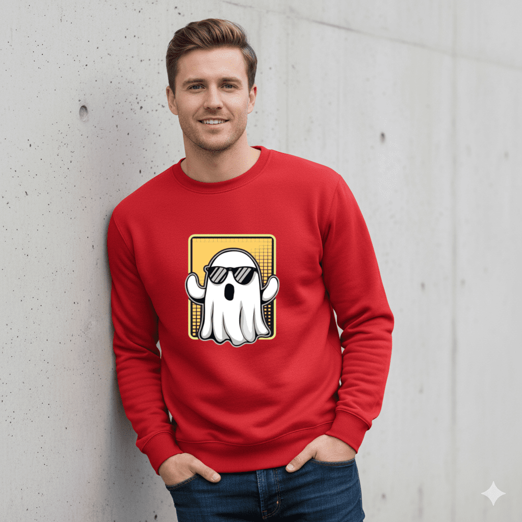 Cool Ghost with Sunglasses Retro Grid Vaporwave Style Sweatshirt, up to ...