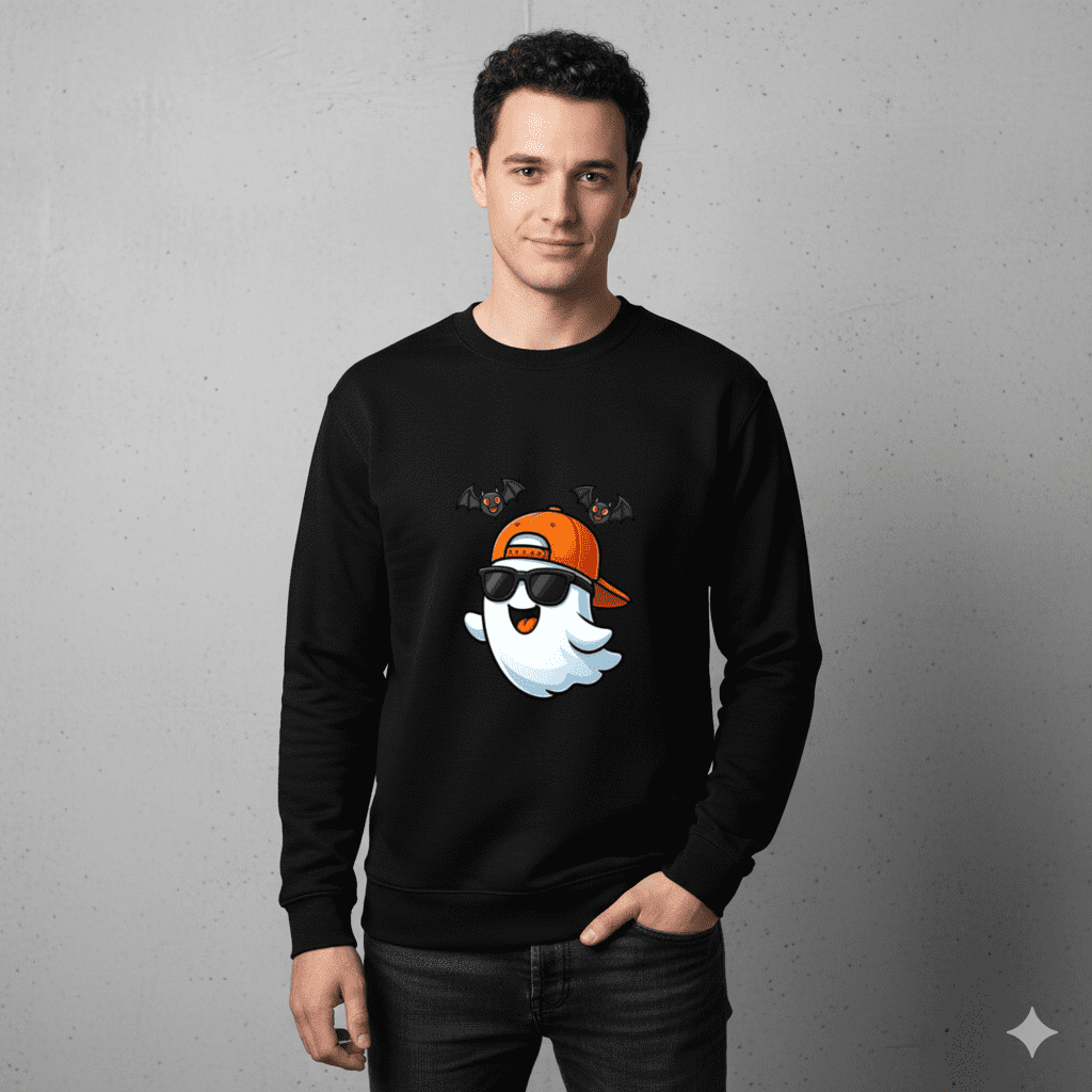Cool Ghost with Sunglasses and Hat Retro Halloween Humor Sweatshirt, up ...