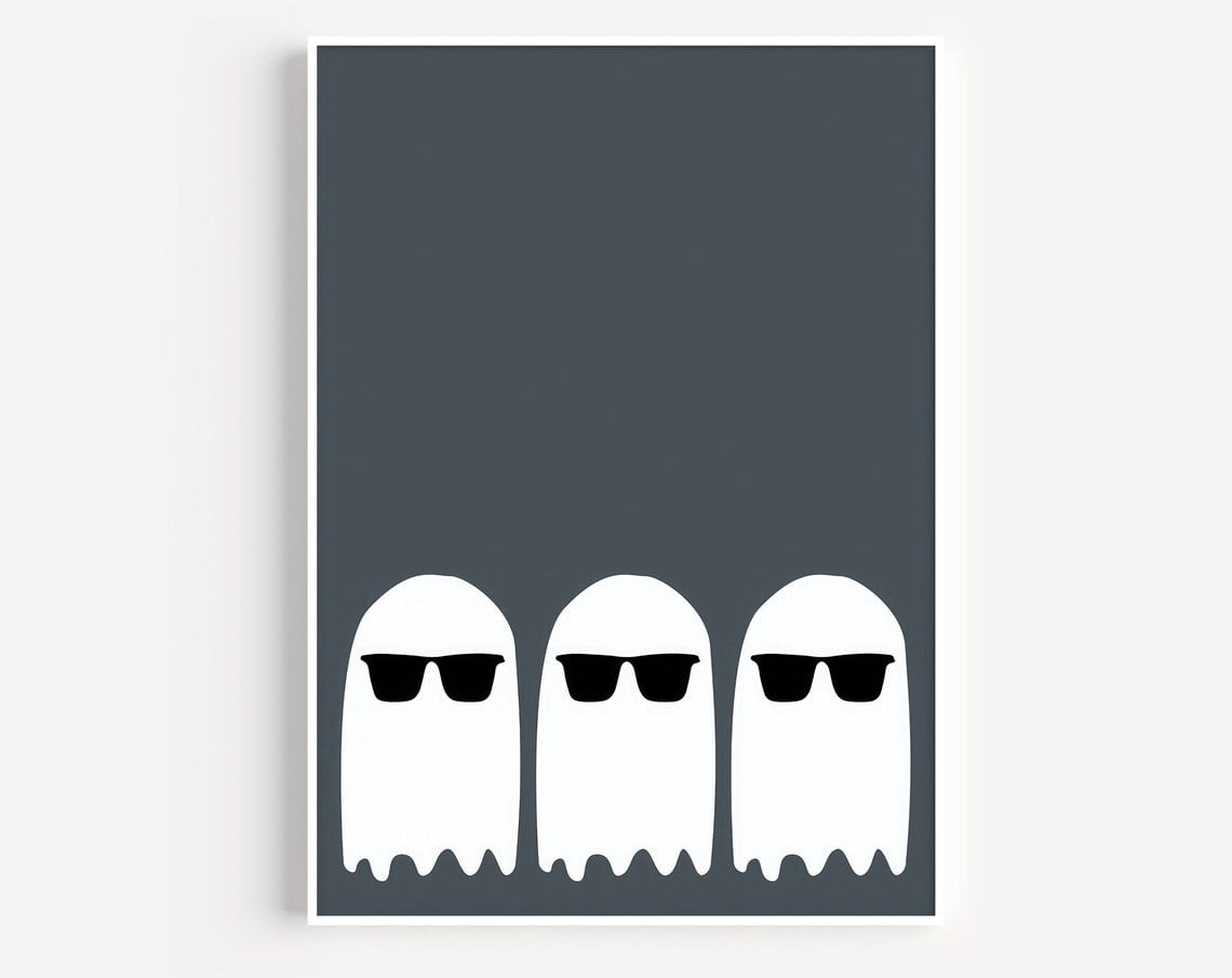 Cool Ghosts Art Print, Decor, Spooky Art, College Dorm Decor, Ghost ...