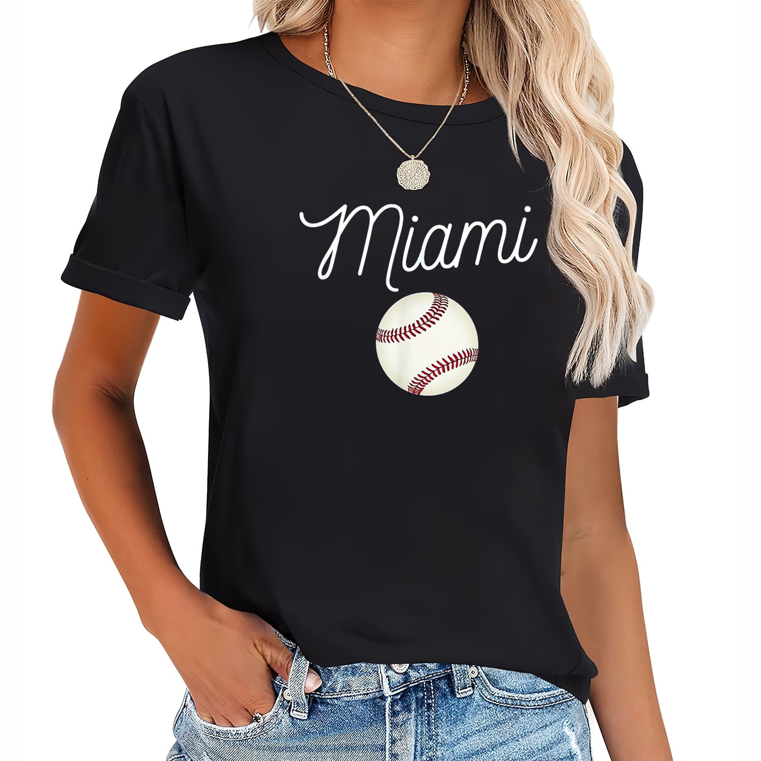 Cool Giant Marlin Ball For Miami Hometown Baseball Women's Summer Tops ...