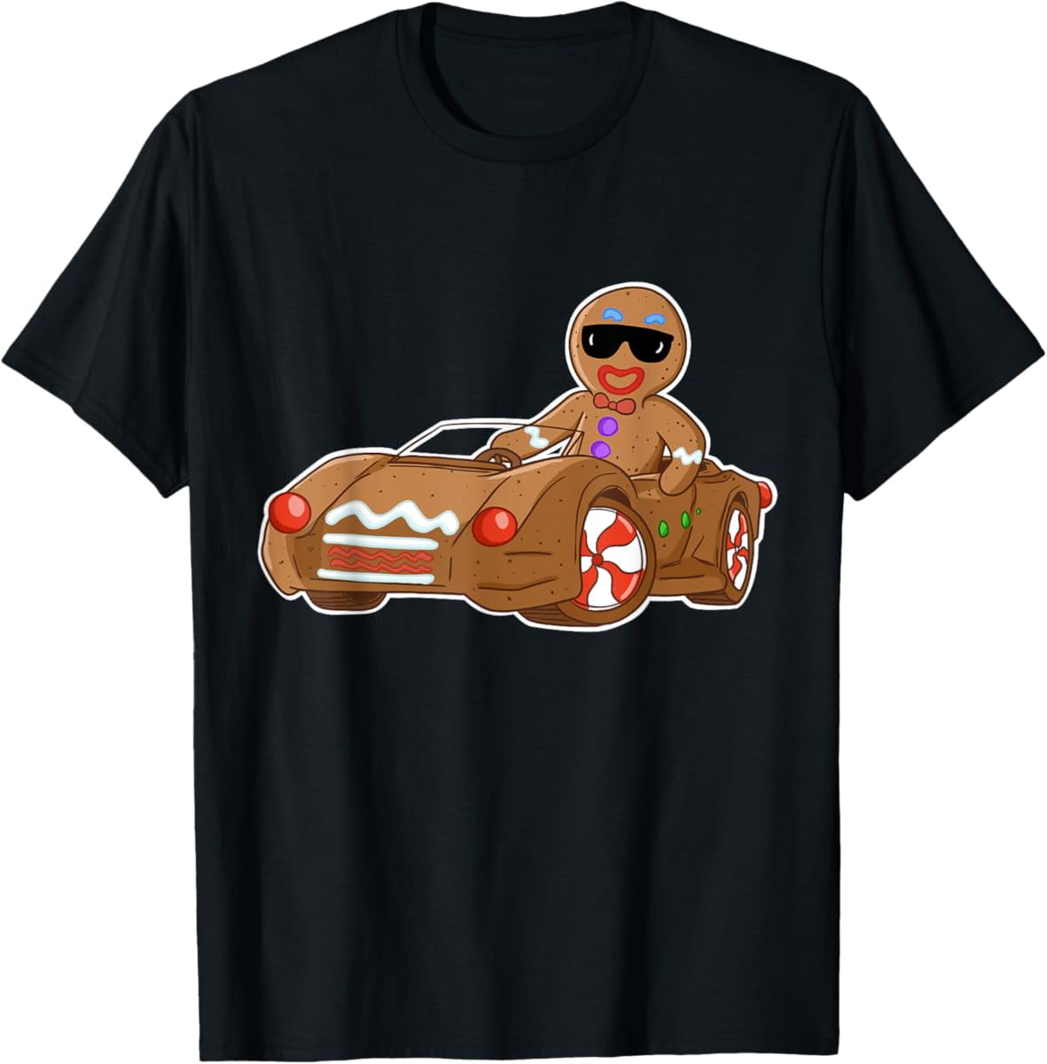 Cool Gingerbread Man riding car T-Shirt Tshirt All Size S-5XL - Walmart.com