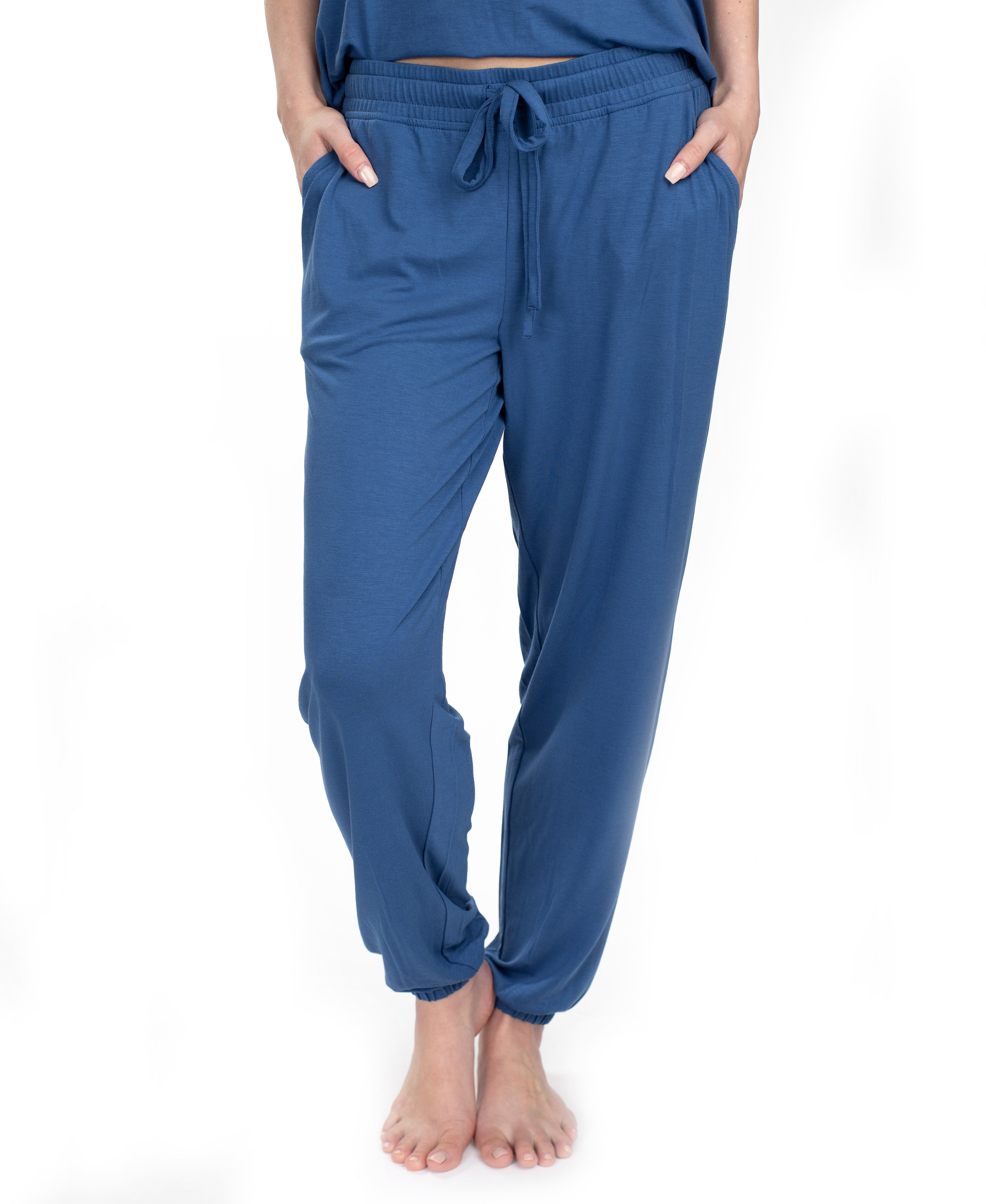 Cool Girl Women's Soft Cozy Pajama Jogger Sleep Pant with Pockets, Blue ...
