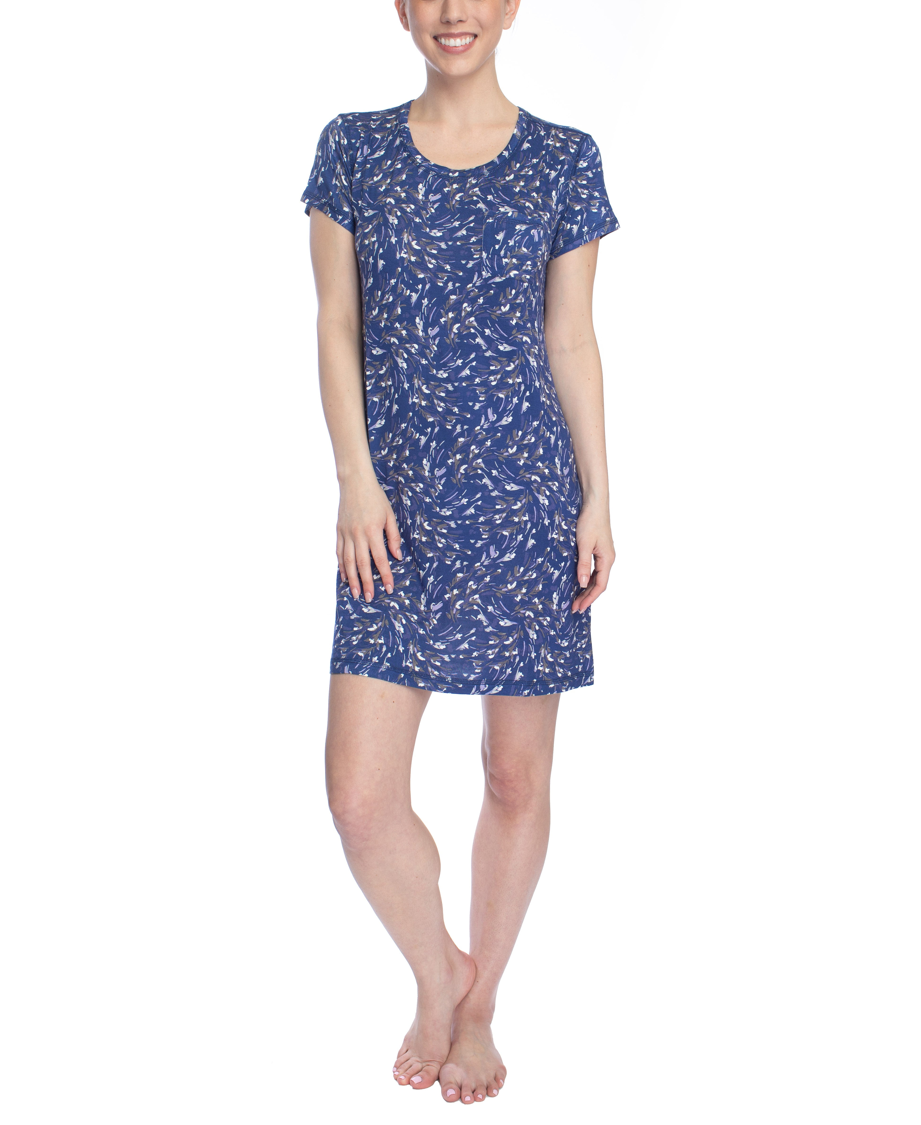 Cool Girl Women's Sleepshirt, Blue Floral, Medium - Walmart.com