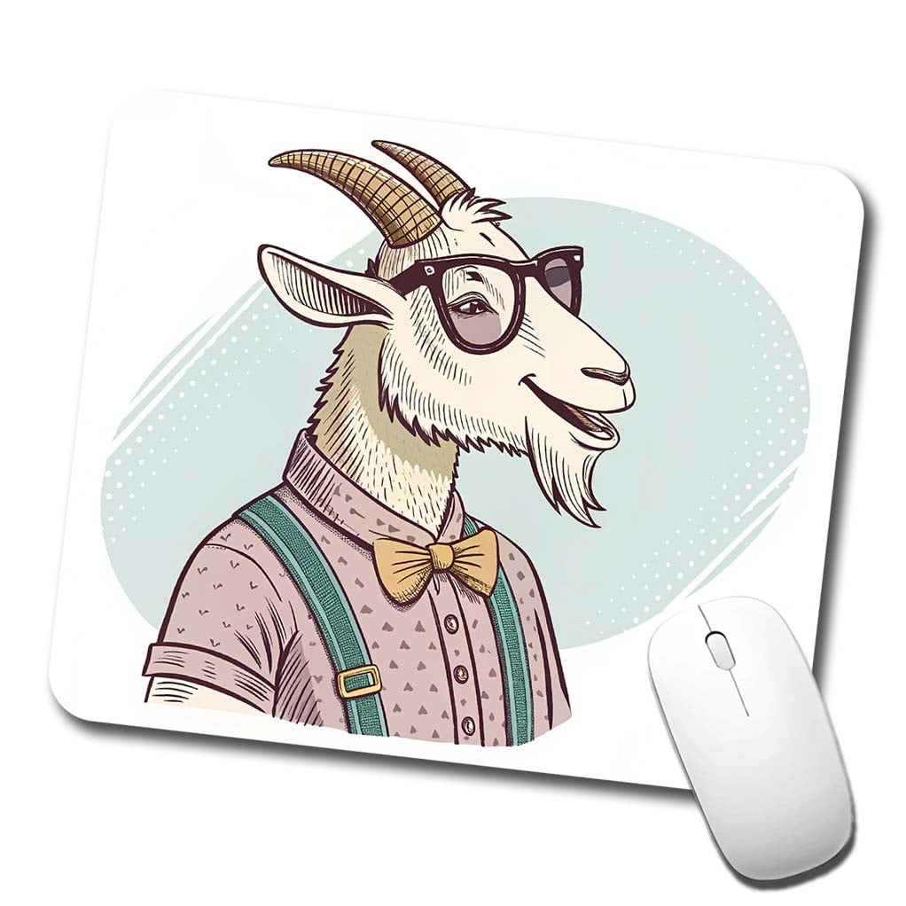 Cool Goat Wearing Glasses Retro Illustration Mouse Pad Low Profile ...