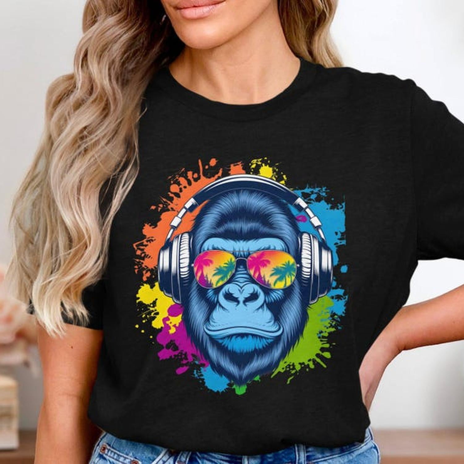 Cool Gorilla Headphones S1Hirt, Funky DJ Monkey T S1Hirt, R Music Lover ...