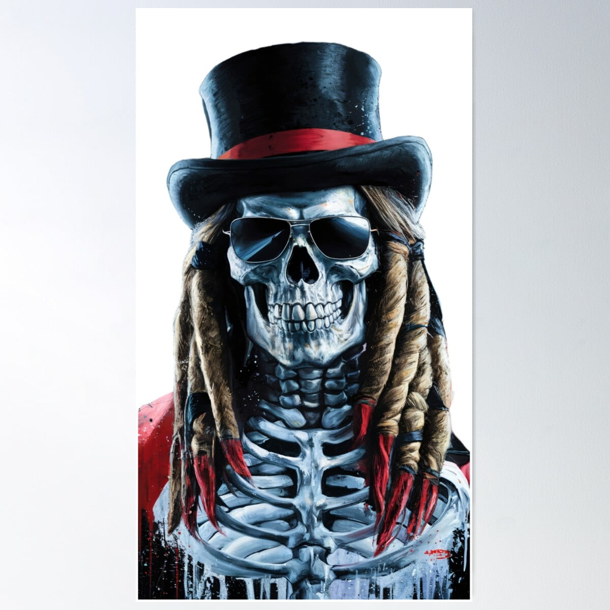 Cool Gothic Skeleton With Top Hat And Dreadlocks – Edgy Rock N’ Roll ...