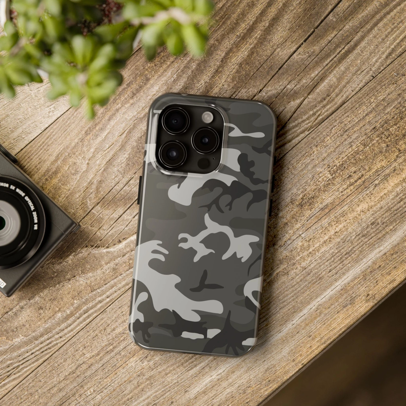 Cool Gray Camo Themed Military Graphic Phone Case for iPhone 12 to 17 ...