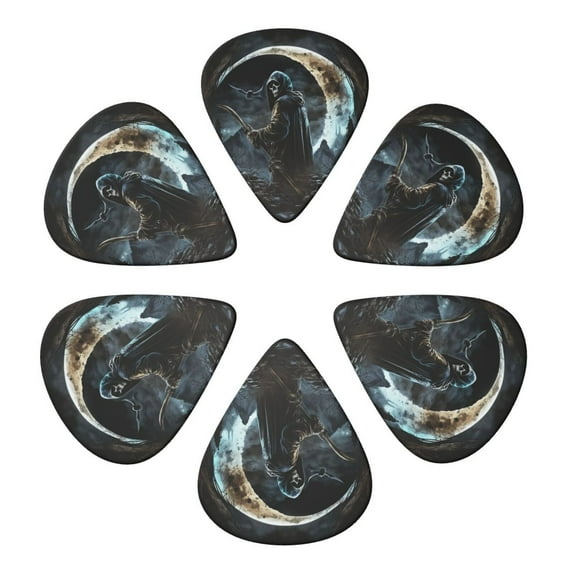 Cool Grim Reaper Night Skull Moon Guitar Pick 6 Pack for Bass Acoustic ...