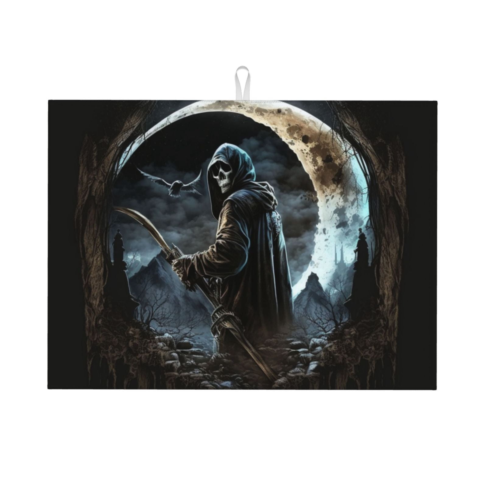 Cool Grim Reaper Night Skull Moon Large Kitchen Drying Mat 18x24 Inch ...
