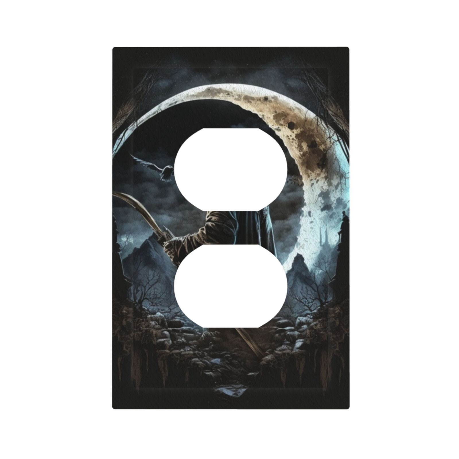 Cool Grim Reaper Night Skull Moon Light Switch Cover Decorator Duplex ...