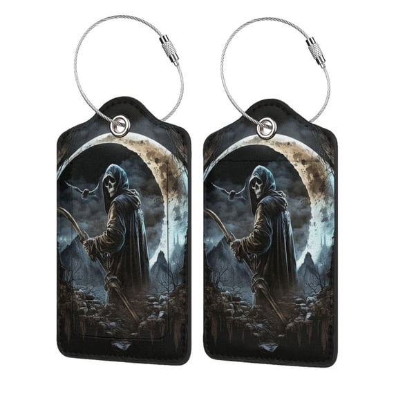 Cool Grim Reaper Night Skull Moon Luggage Tag for Suitcase 2 Pack ...
