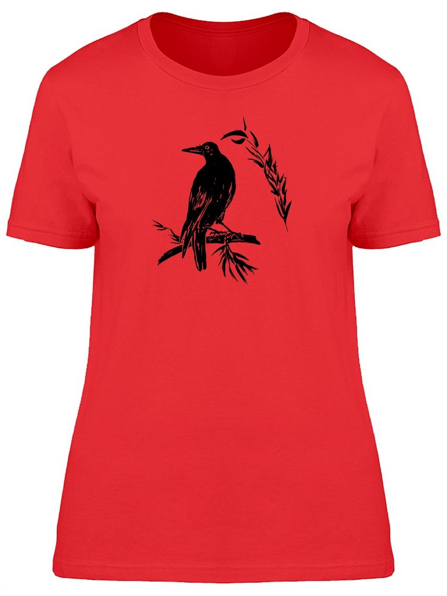 Cool Grunge Crow Sketch T-Shirt Women -Image by Shutterstock, Female ...