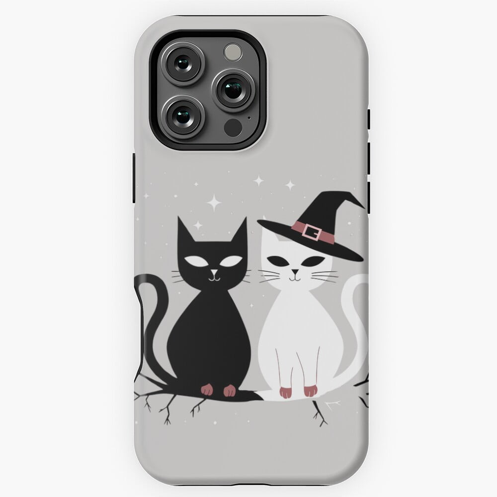 Cool Halloween Design A black and white cat wearing a witch hat Phone ...