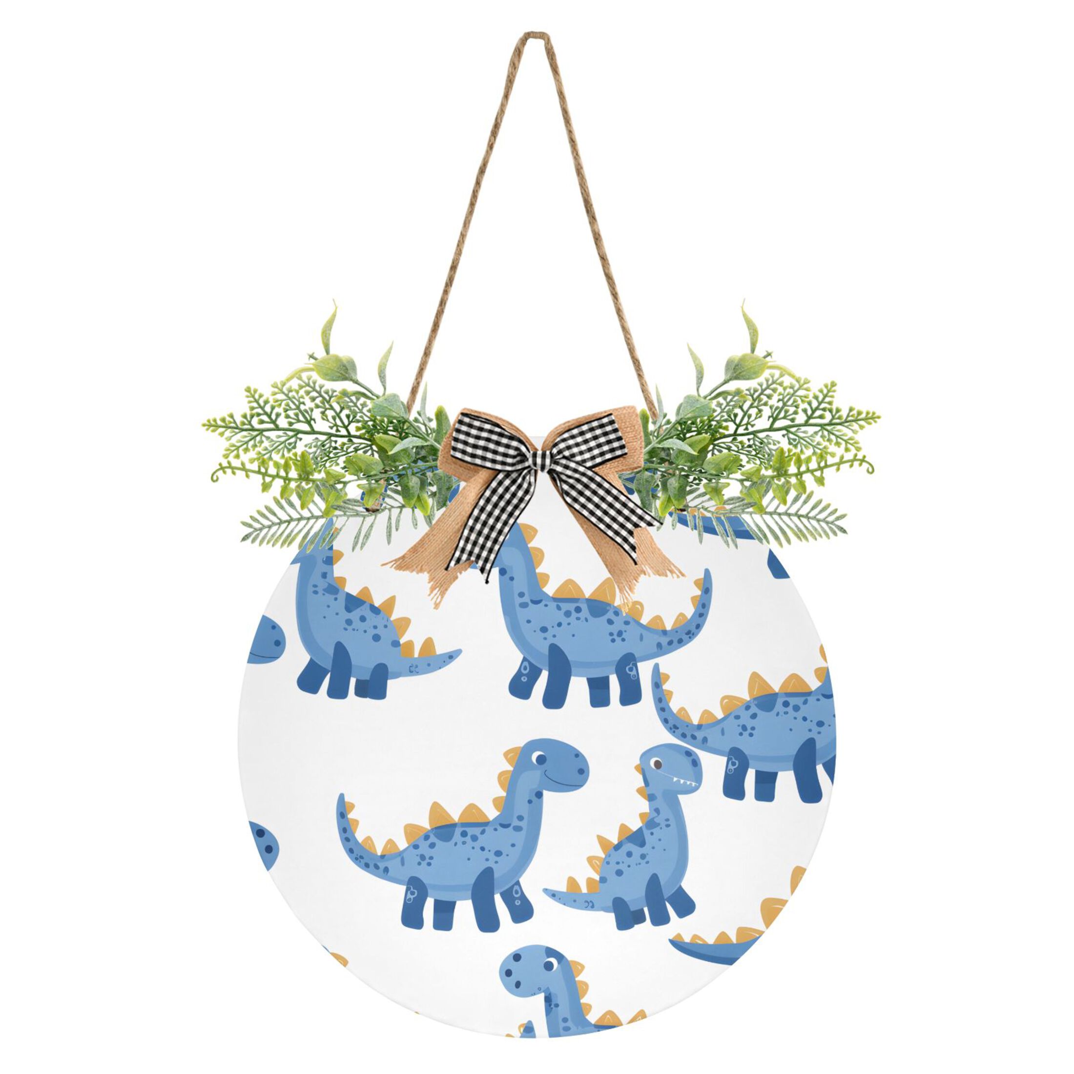 Cool Hand Drawn Dinosaurs Welcome Front Door Sign Round 12 inch Porch ...