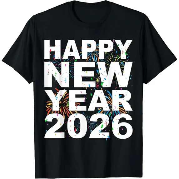 Cool Happy New Year 2026 NYE Fireworks Eve Party Fun Unisex T-Shirt up ...
