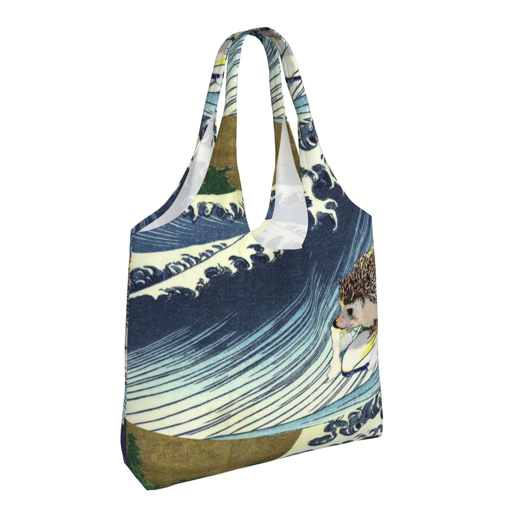 Cool Hedgehog Surfing Great Wave Canvas Tote Pocket For Women,Totes Bag ...