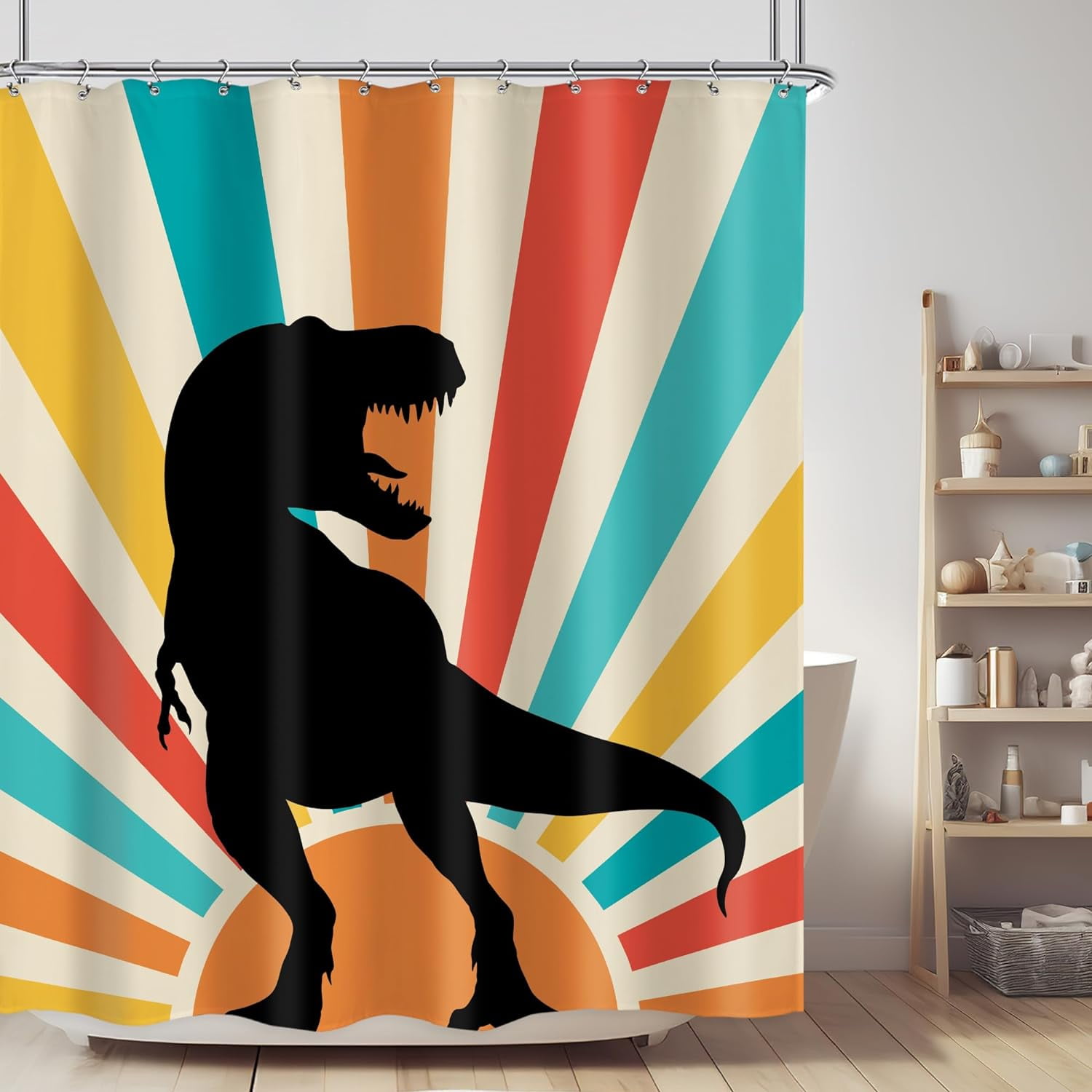 Cool Hippie Dinosaur Shower Curtain, Funny Kids Shower Curtain ...