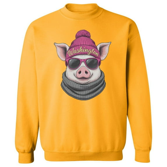 Cool Hog Support The District Design - Football Fans Unisex Crewneck Sweatshirt (Gold, XX-Large ...