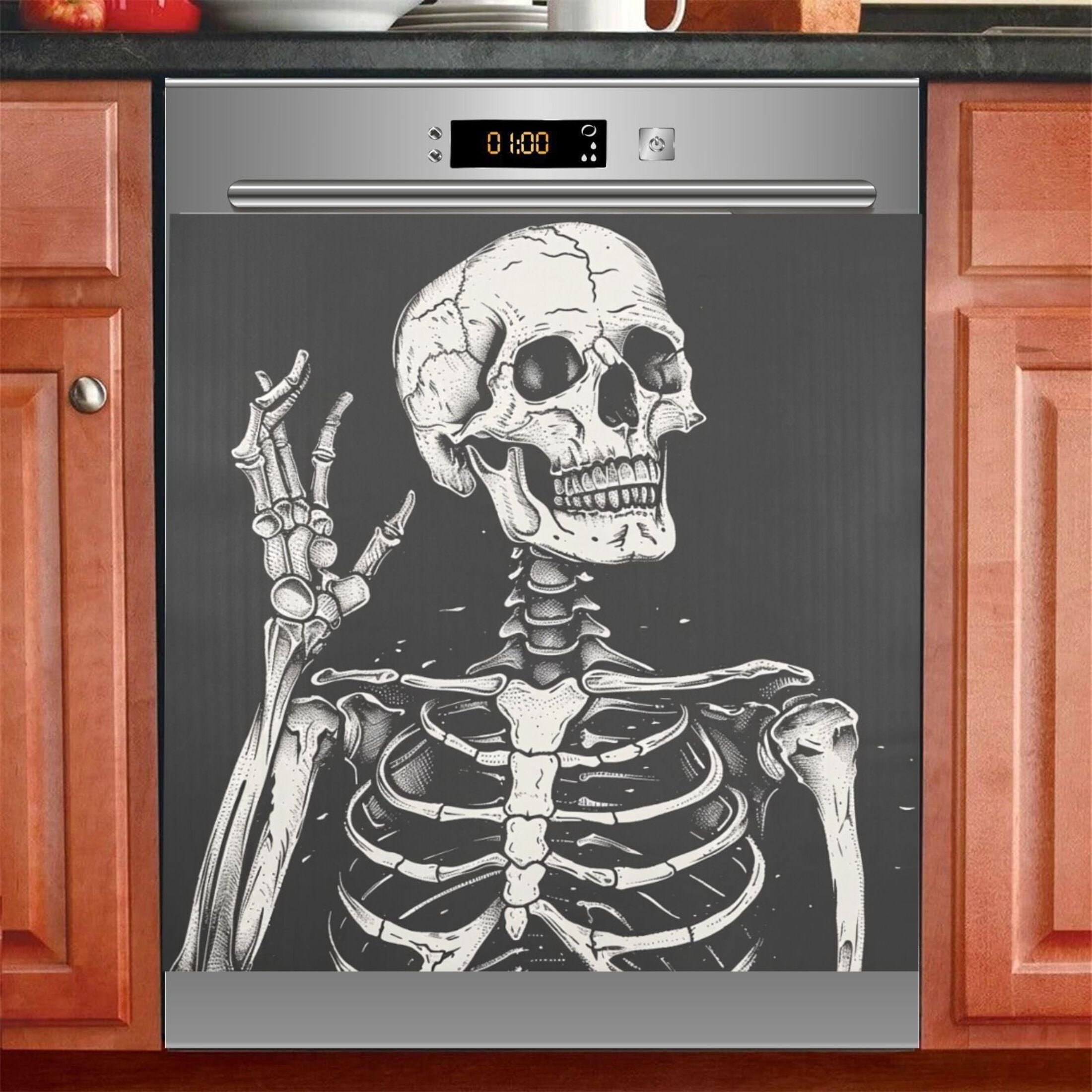 Cool Human Skeleton Dishwasher Magnetic Refrigerator Magnet Cover ...