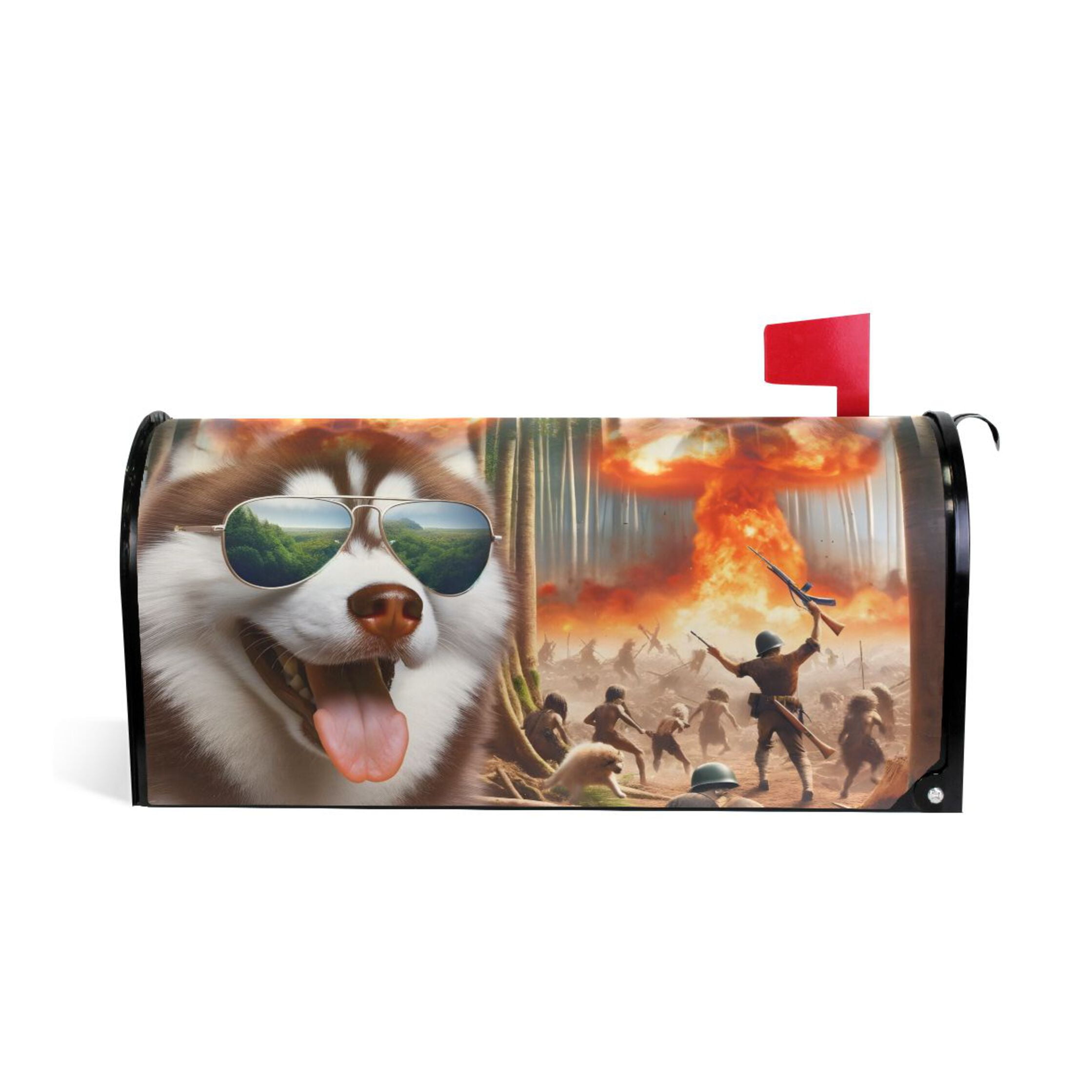 Cool Husky Dog with Sunglasses and Forest Magnetic Mailbox Covers 25.5 ...