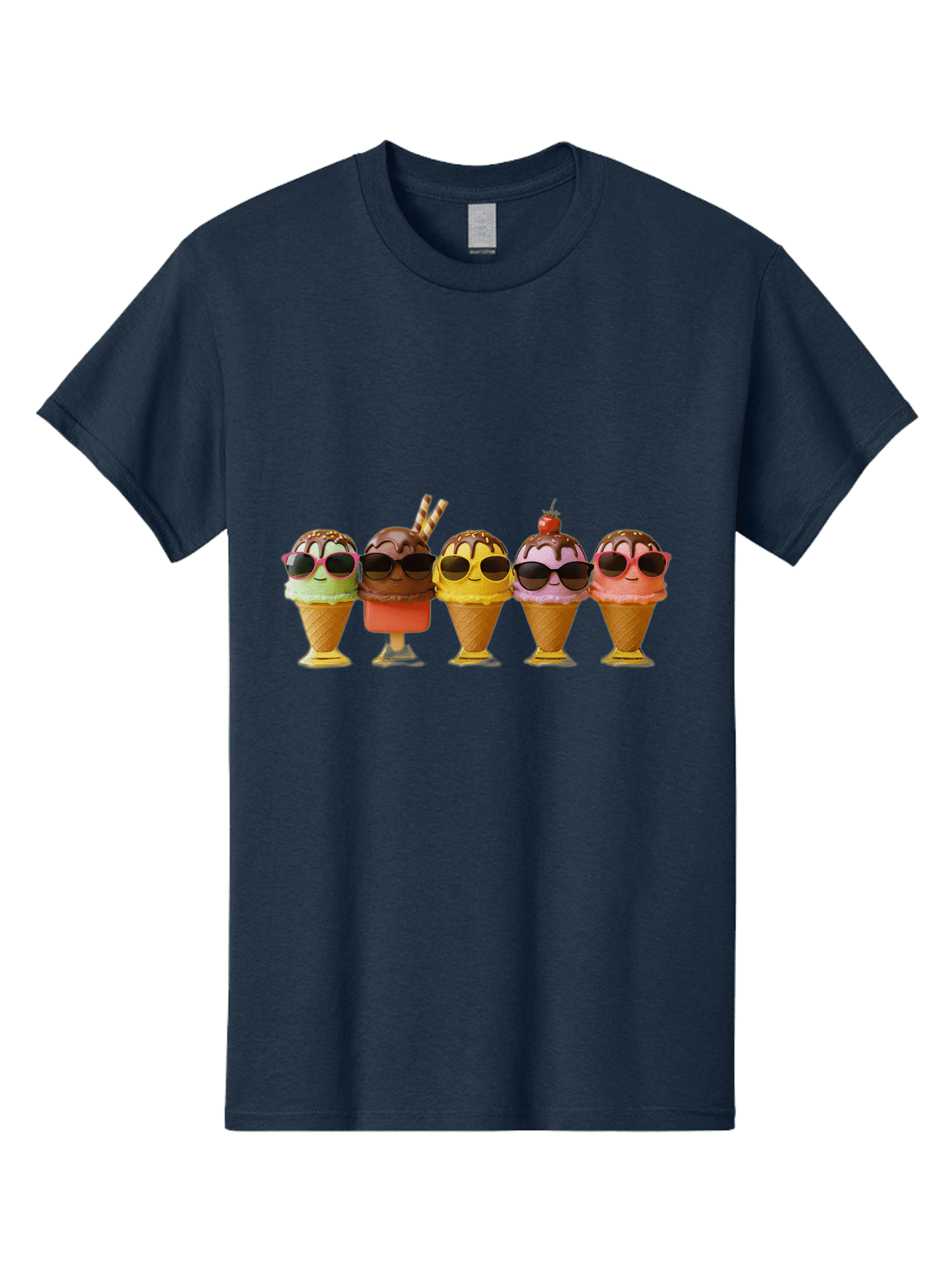 Cool-Ice-Cream-Cones Mens Graphic Tee, 100% Cotton, Casual Summer Wear ...